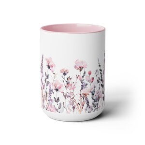 Floral Coffee Mug Botanical Flower Design Mug Flower Pattern Mug Pretty ...