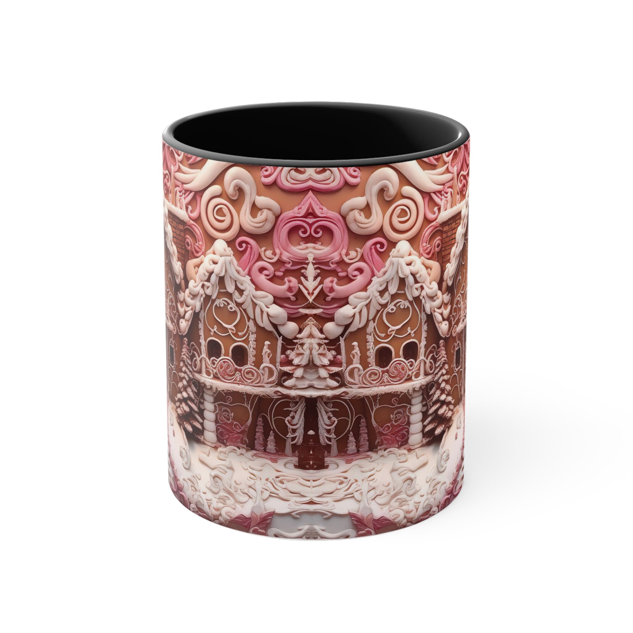 Pink Gingerbread Mug Gingerbread House Cup Whimsical Pink Drinkware ...