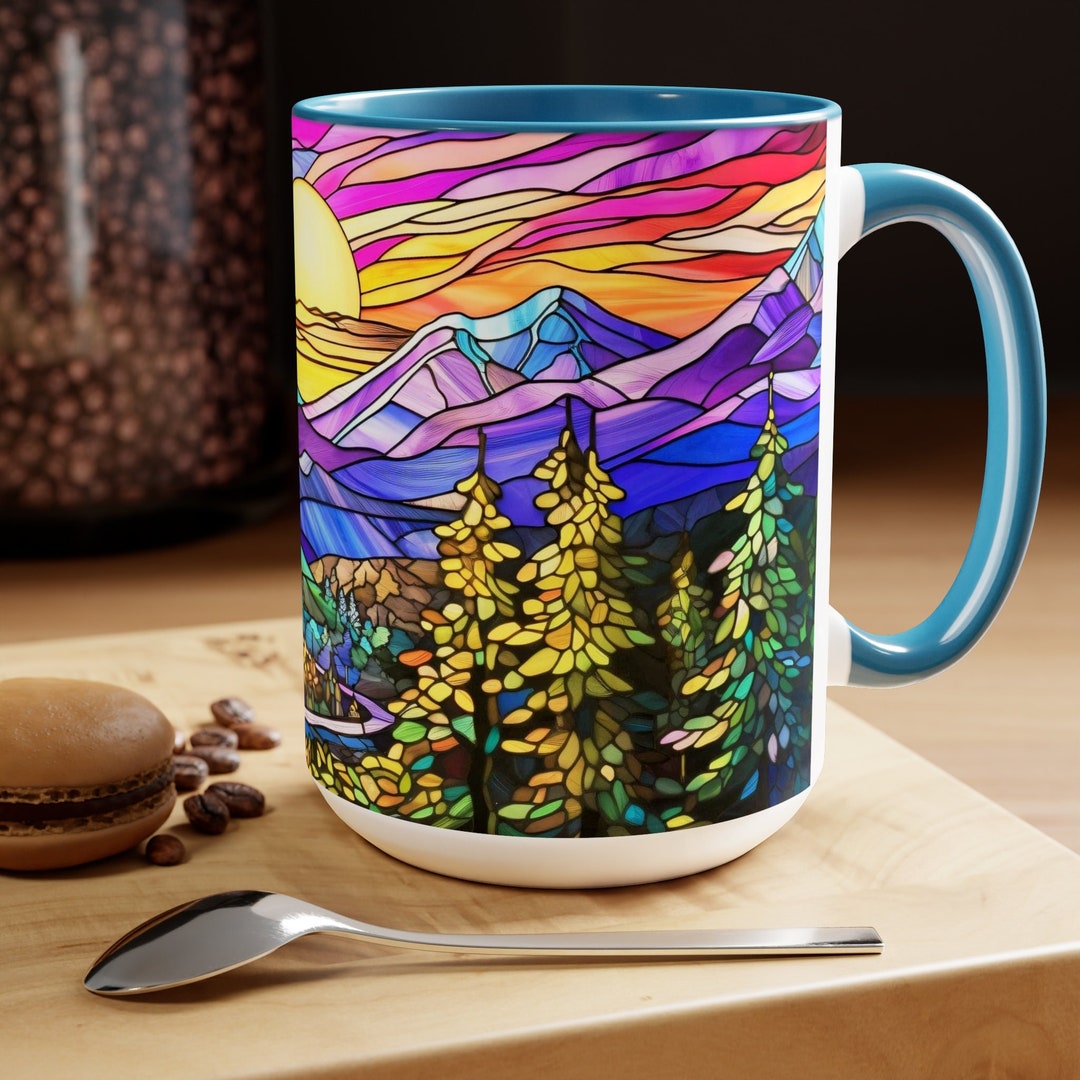 Stained Glass Mountain Coffee Mug: Nature Inspired Drinkware - Etsy