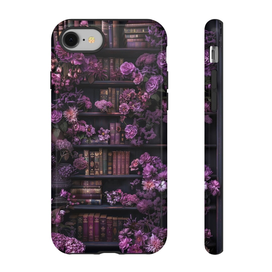 Purple Gothic Bookshelf Phone Case Esoteric Floral iPhone Samsung Cover ...