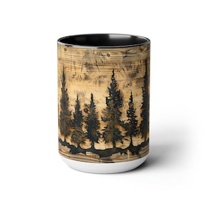Rustic Pine Trees Mug Rustic Metal Tree Decor Coffee Mug Evergreen Tree ...
