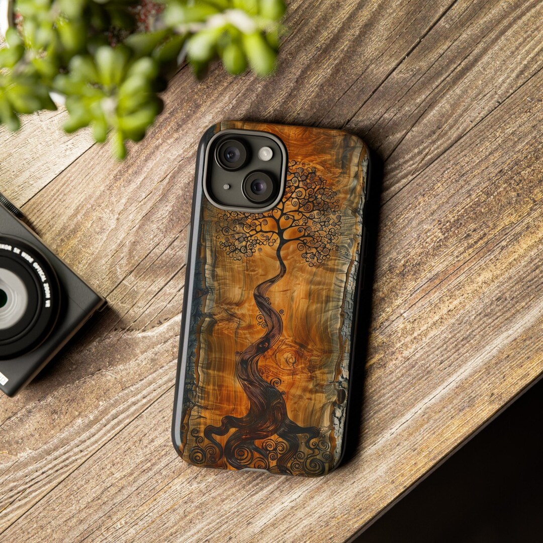 Tree of Life Phone Case Dark Academia Phone Protector Wooden PRINT ...