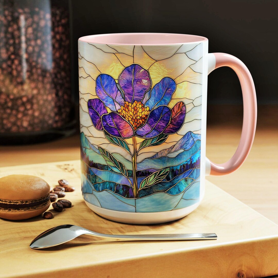 Stained Glass Texas Blue Bonnett Coffee Mug Meadow Flowers Wildflowers ...