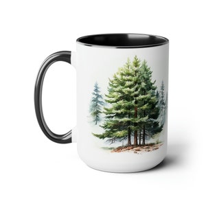 Winter Tree Scene Mug 15oz Large Evergreen Mug Pine Tree Coffee Mug ...