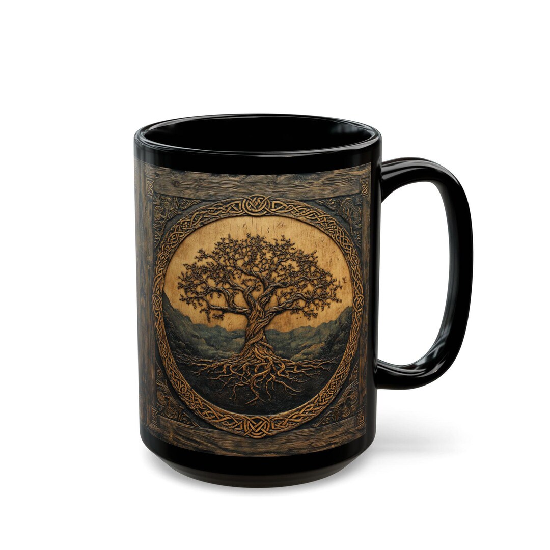 Celtic Tree of Life Mug Yggdrasil Viking Coffee Cup With Knot Art ...