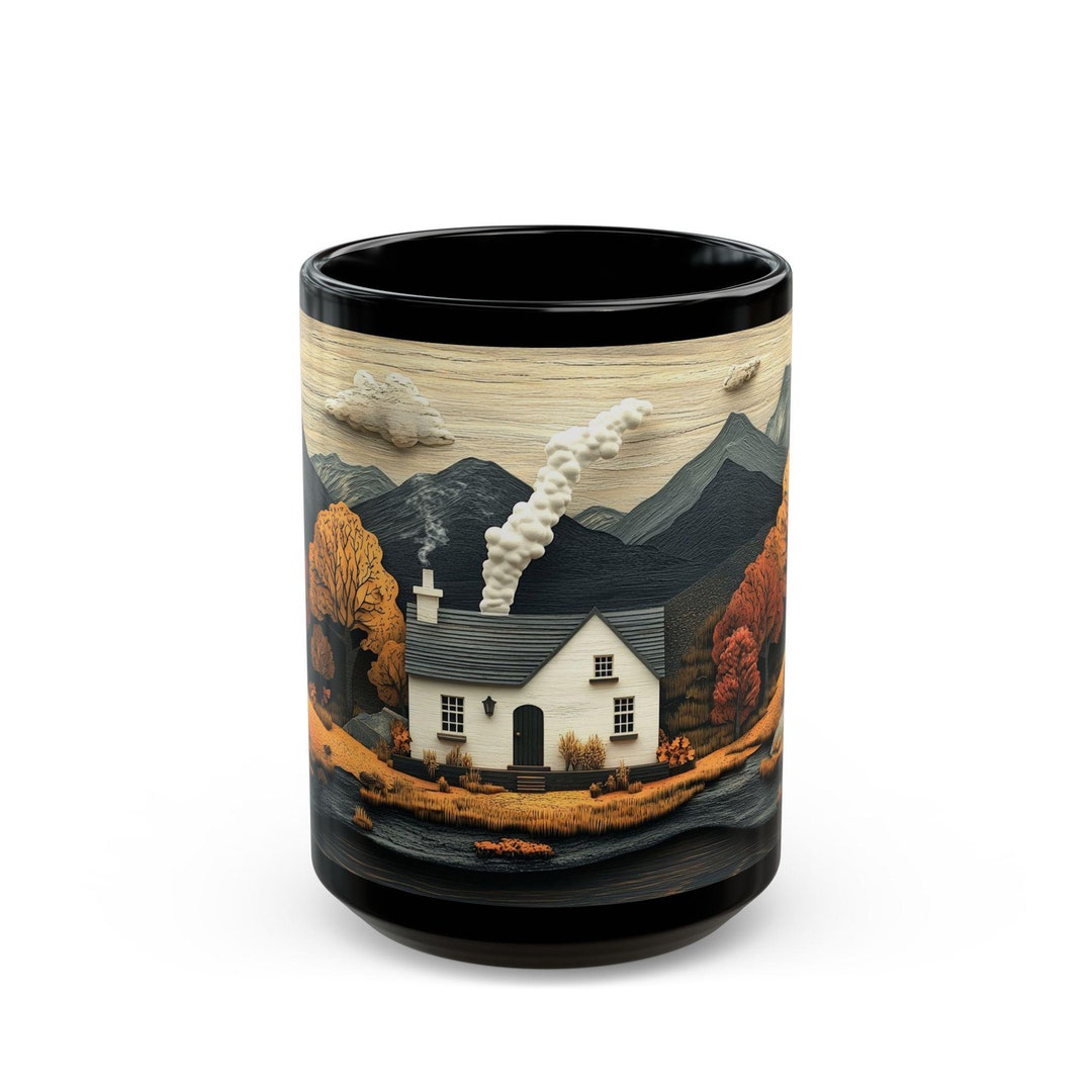 Moody Autumn Landscape Mug Fall Print Ceramic Mug Cozy Cottage Tea Cup ...