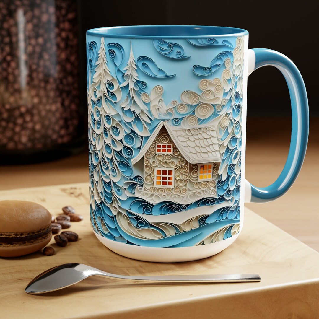 3d Winter House Mug Festive 3D Village Cup Holiday House Scene ...
