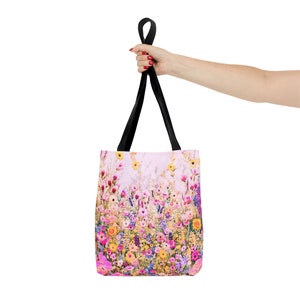 Tote Bag Pink Floral Embroidered Tote Bag Flower Pattern Tote Bag ...