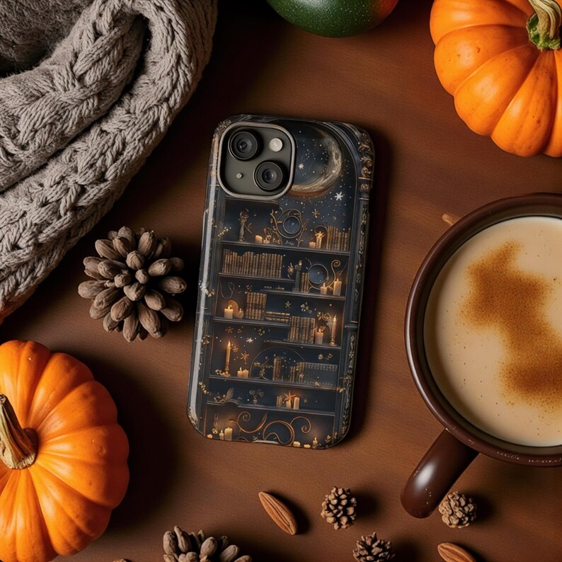 Dark Goth Bookshelf Phone Case Crescent Moon iPhone & Samsung Cover ...