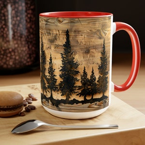 Rustic Pine Trees Mug Rustic Metal Tree Decor Coffee Mug Evergreen Tree ...