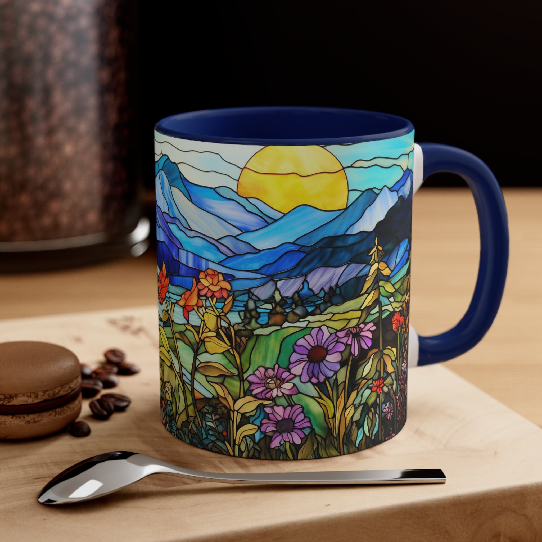 Stained Glass Floral Mug Stained Glass Sunflower Pattern Coffee Mug ...