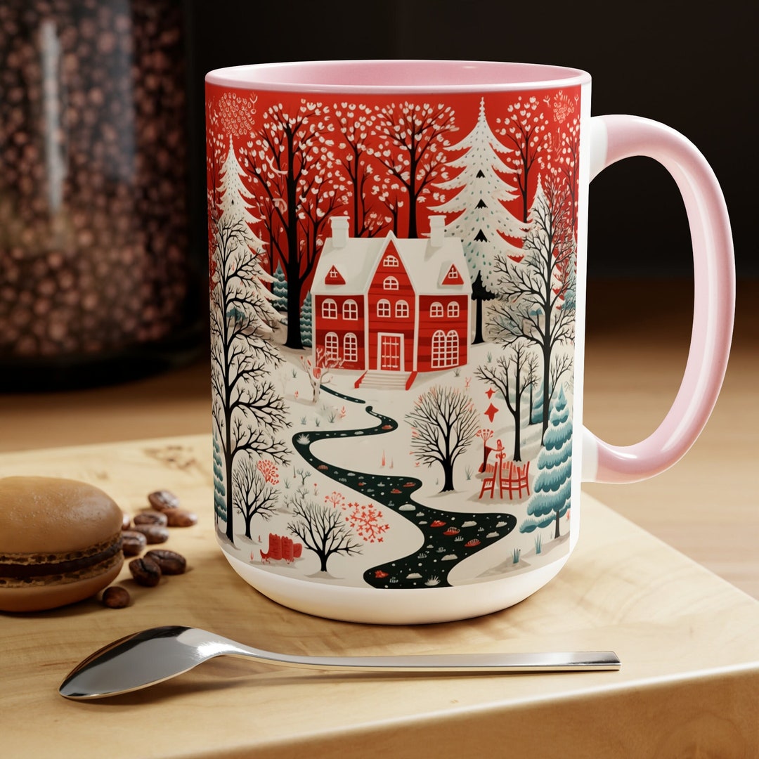 Nordic Winter Holiday Mug Large 15oz Coffee Mug Winter Season Tea Mug ...