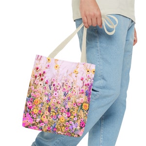 Tote Bag Pink Floral Embroidered Tote Bag Flower Pattern Tote Bag ...
