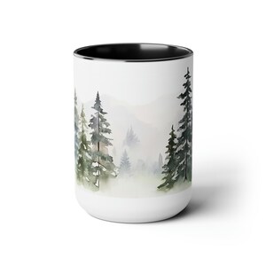 Sage Green Mug Forest Landscape Mug Mountain Nature Mug Minimalist Art ...
