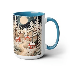 Winter Folk Art Mug Folk Art Print Winter Painting Winter Art Tea Mug ...