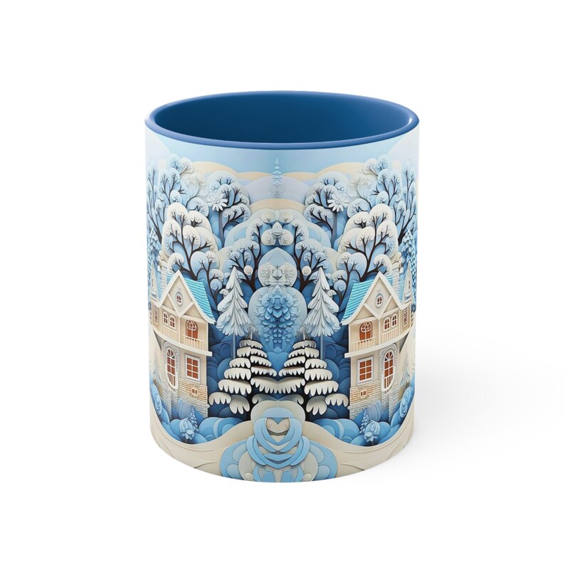 Winter Scene Coffee Mug Enchanting Holiday Village Mug Snow Covered ...