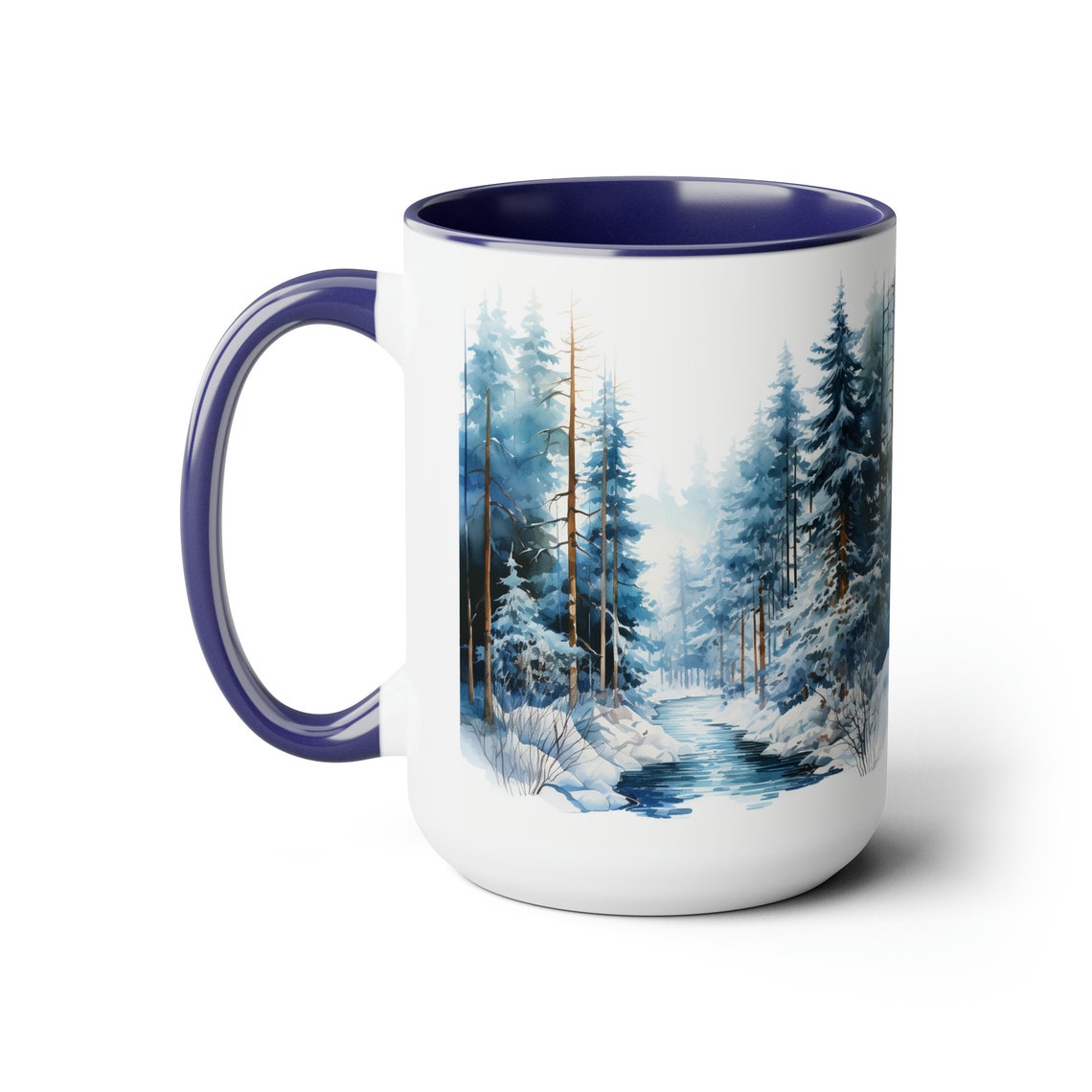 Winter Woodland Mug: Snowy Forest Scene, 15oz Ceramic Coffee Cup - Etsy