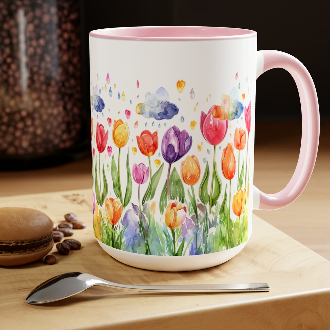 Spring Flowers Mug Tulip Floral Coffee Cup Seasonal Ceramic Tea Mug - Etsy