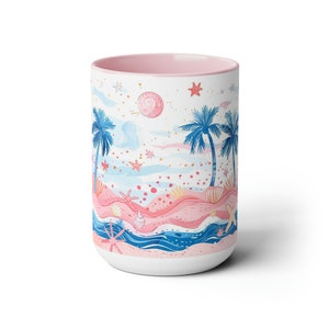 Palm Tree Beach Mug: Coastal Summer Vibes Cup (15oz) - Etsy