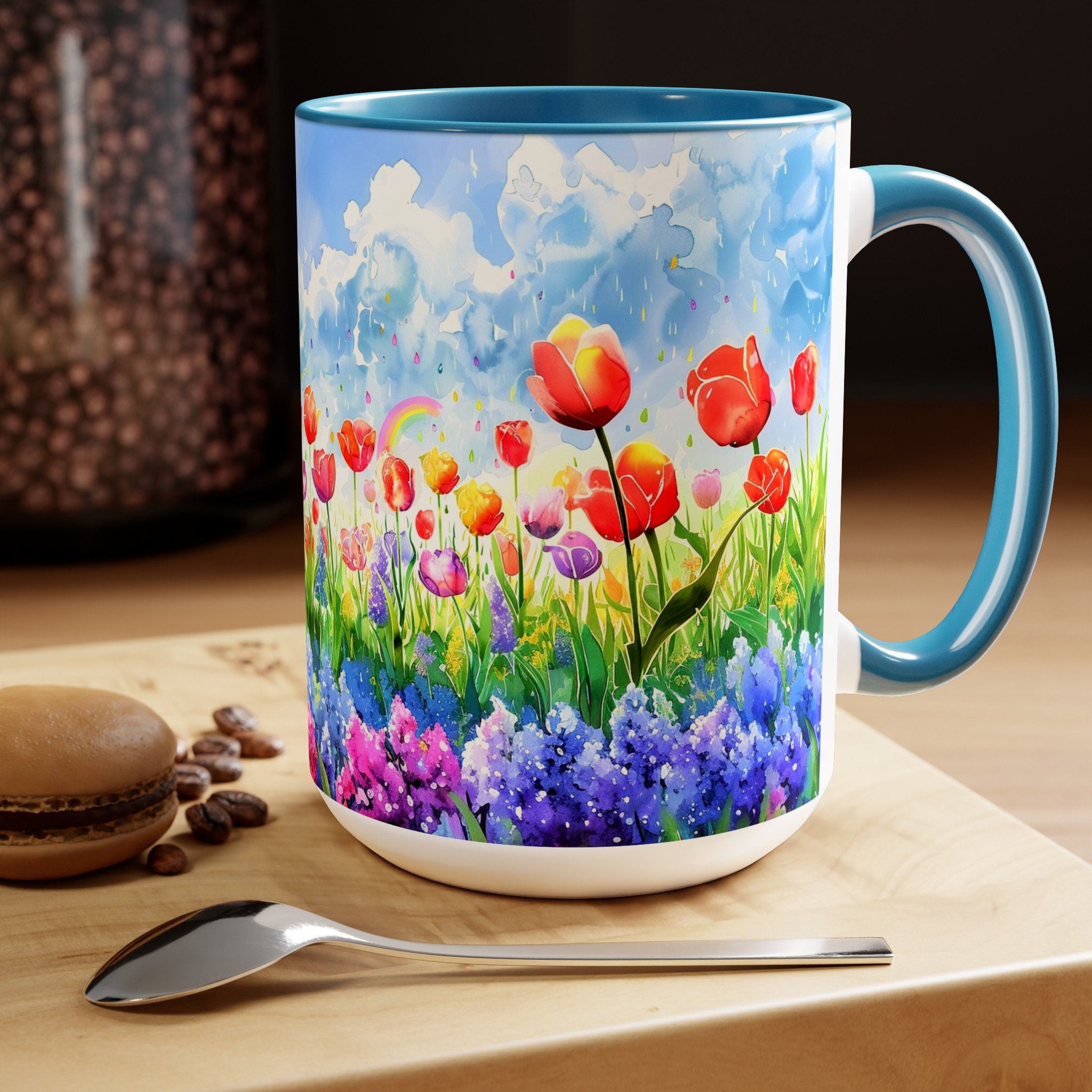 Spring Flowers Mug Tulip Lilac Cup Flower Field Coffee Mug Spring Field ...