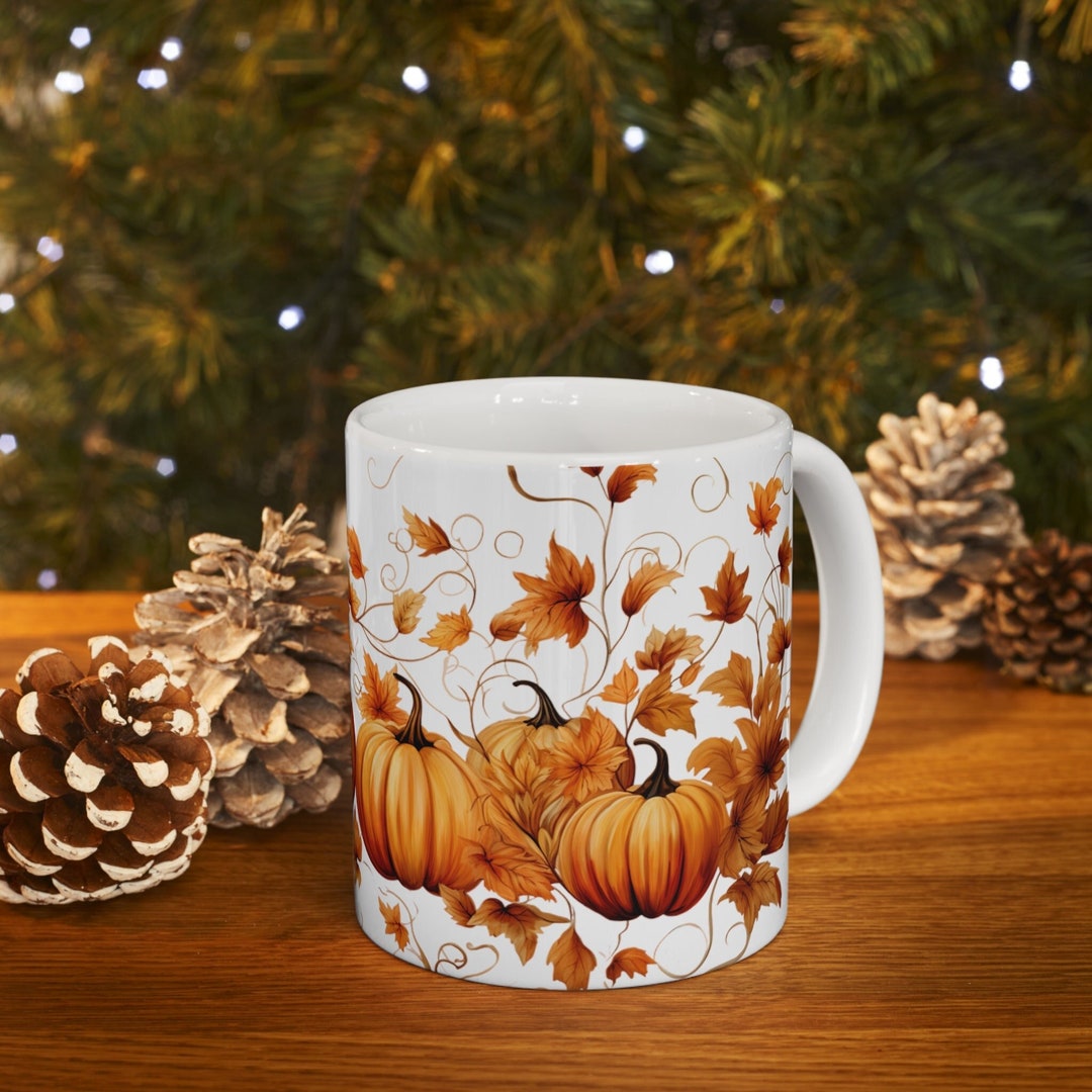 Pumpkin Pattern Coffee Mug Autumn Pumpkin Mug Fall Season Pumpkin Cup ...