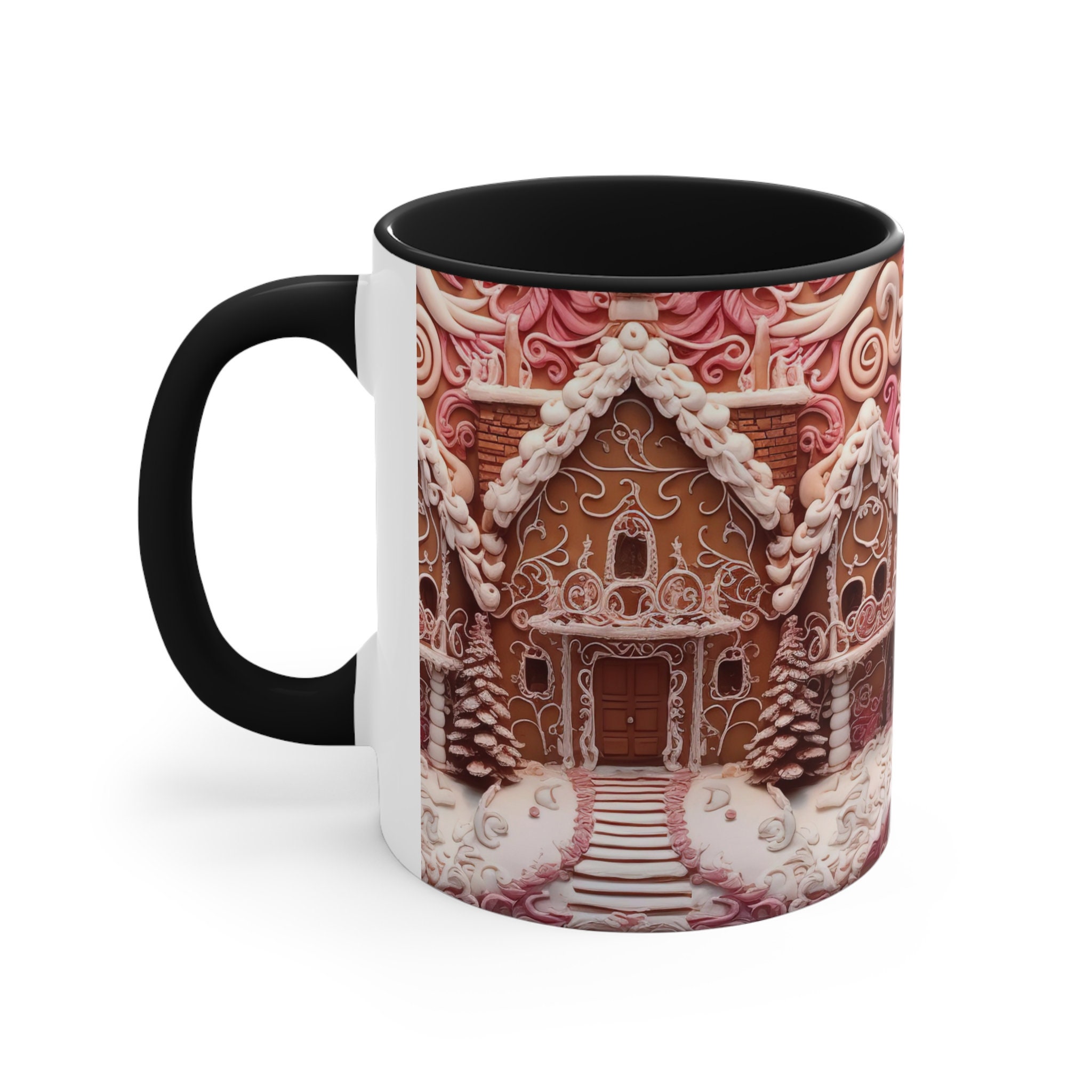 Pink Gingerbread Mug Gingerbread House Cup Whimsical Pink Drinkware ...
