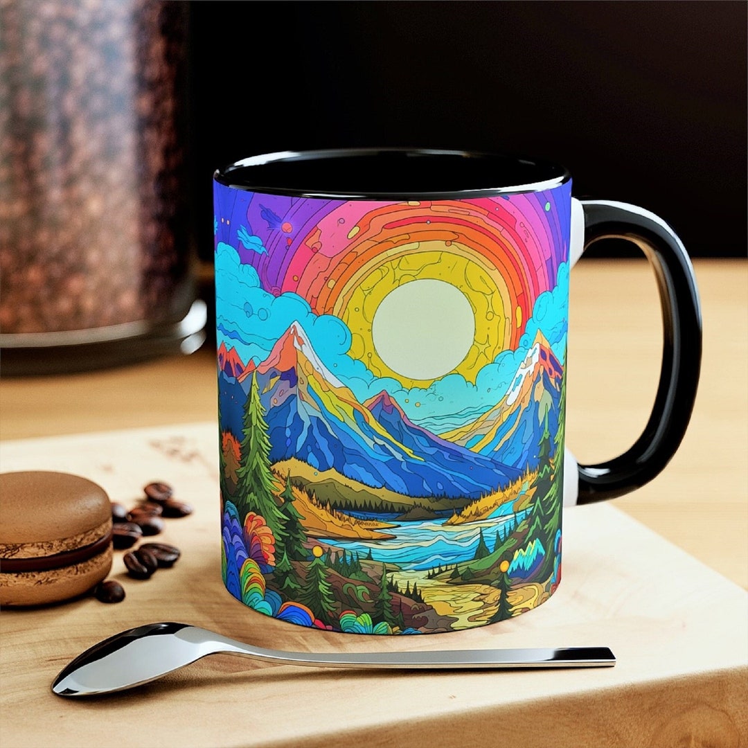 Colorful Landscape Abstract Mountain Mug Colorful Decor Coffee Mug ...