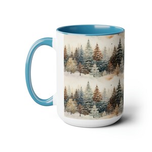 Rustic Fir Tree Mug Winter Decor Coffee Cup Woodland Scene Drinkware ...