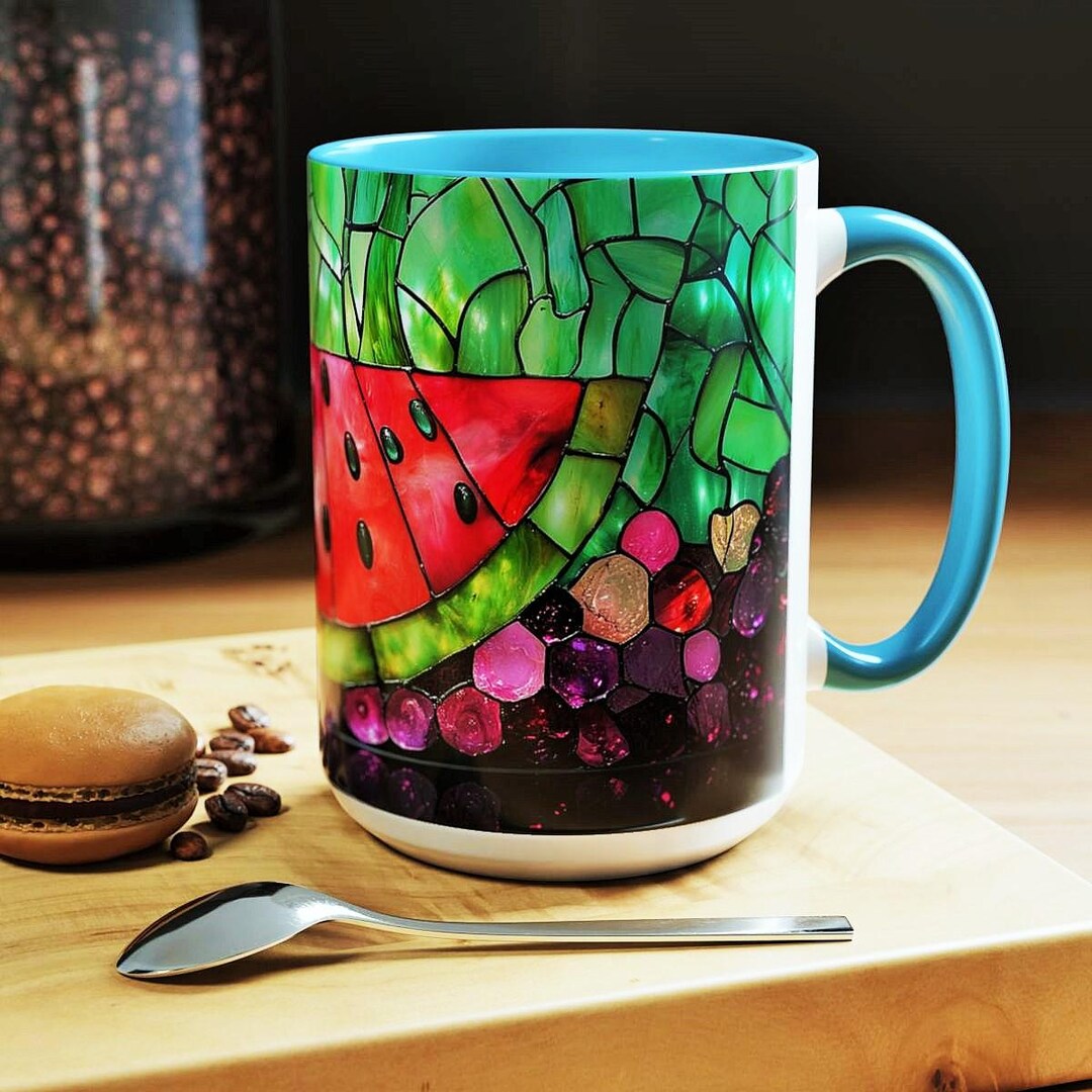 Stained Glass Watermelon Mug Watermelon Art Print Fruit Mugs Popular ...