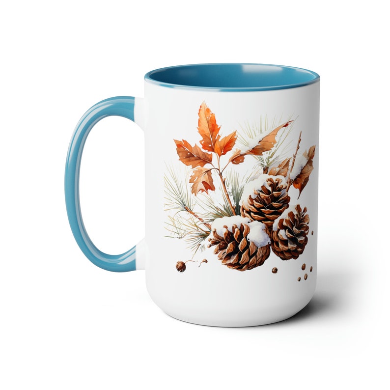 Snowy Pinecone Coffee Mug Winter Pinecone Tea Cup Pinecone and Snow Tea ...