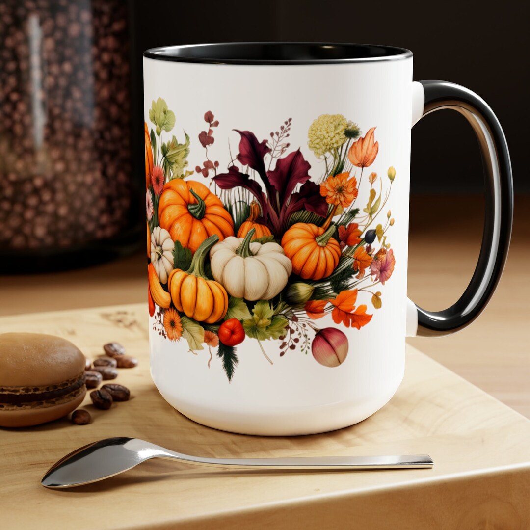 Beautiful Fall Harvest and Vegtables Mug Trendy Fall Inspired Pumpkin ...