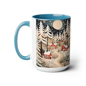 Winter Folk Art Mug Folk Art Print Winter Painting Winter Art Tea Mug ...
