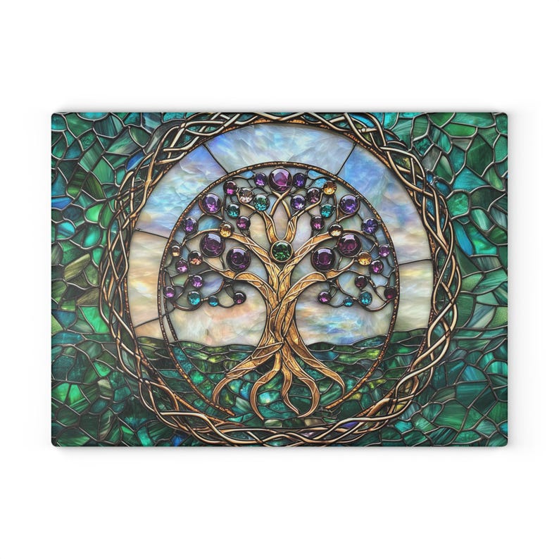 Stained Glass Tree of Life Cutting Board Celtic Knot Kitchen Décor With ...