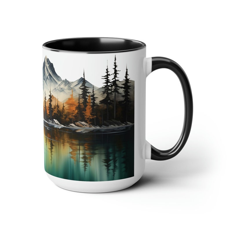 Watercolor Mountain Cup Nature Inspired Coffee Mug Artistic Mountain ...