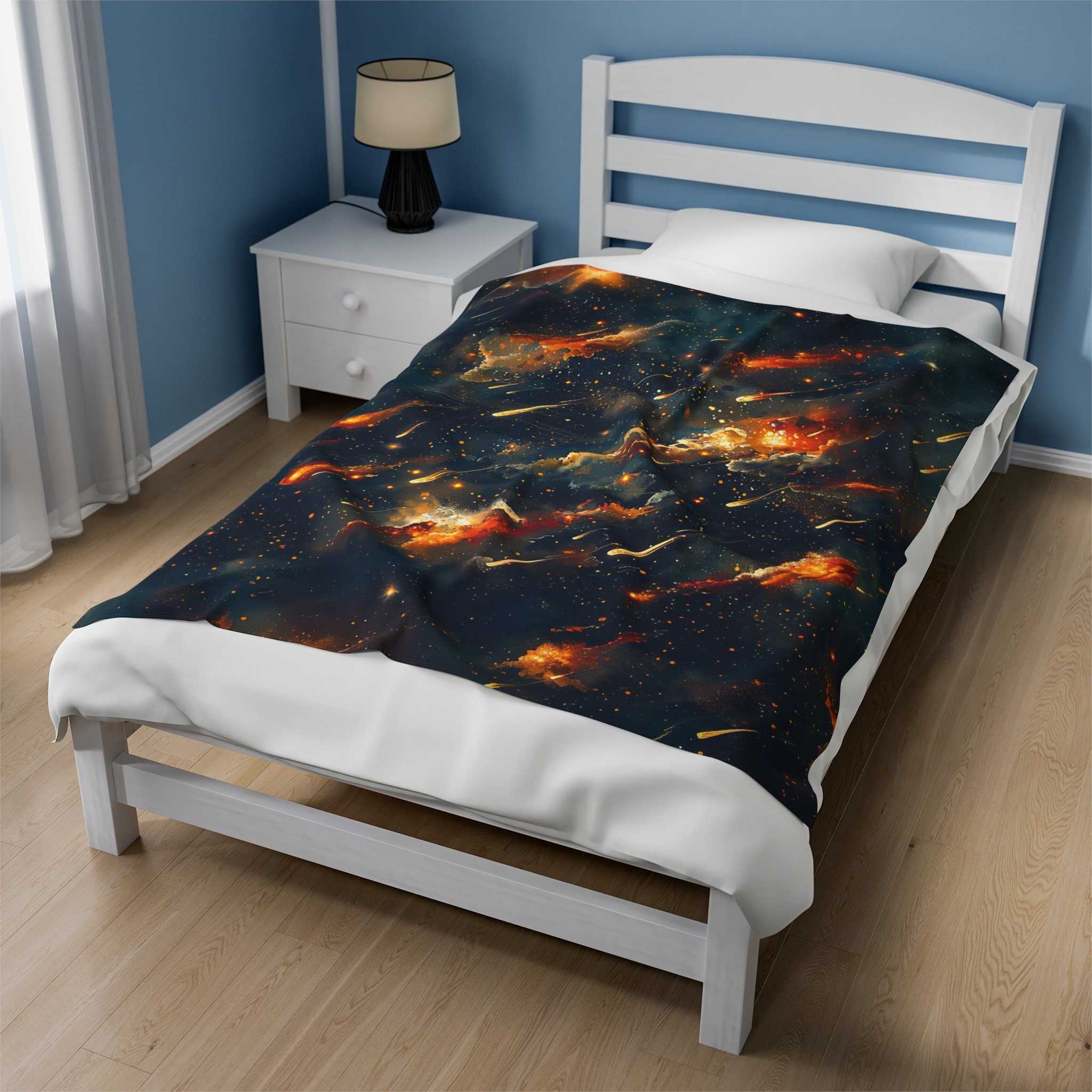 Velveteen Blanket Outer Space Blanket Meteor Shower Space Lovers Galaxy ...