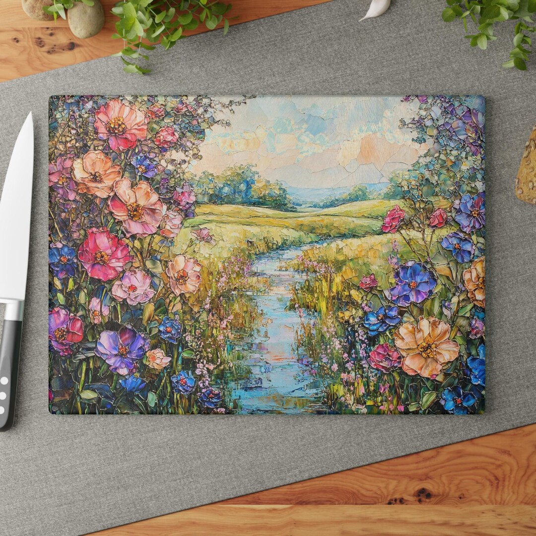 Wildflower Field Landscape Cutting Board: Farmhouse Kitchen Decor - Etsy