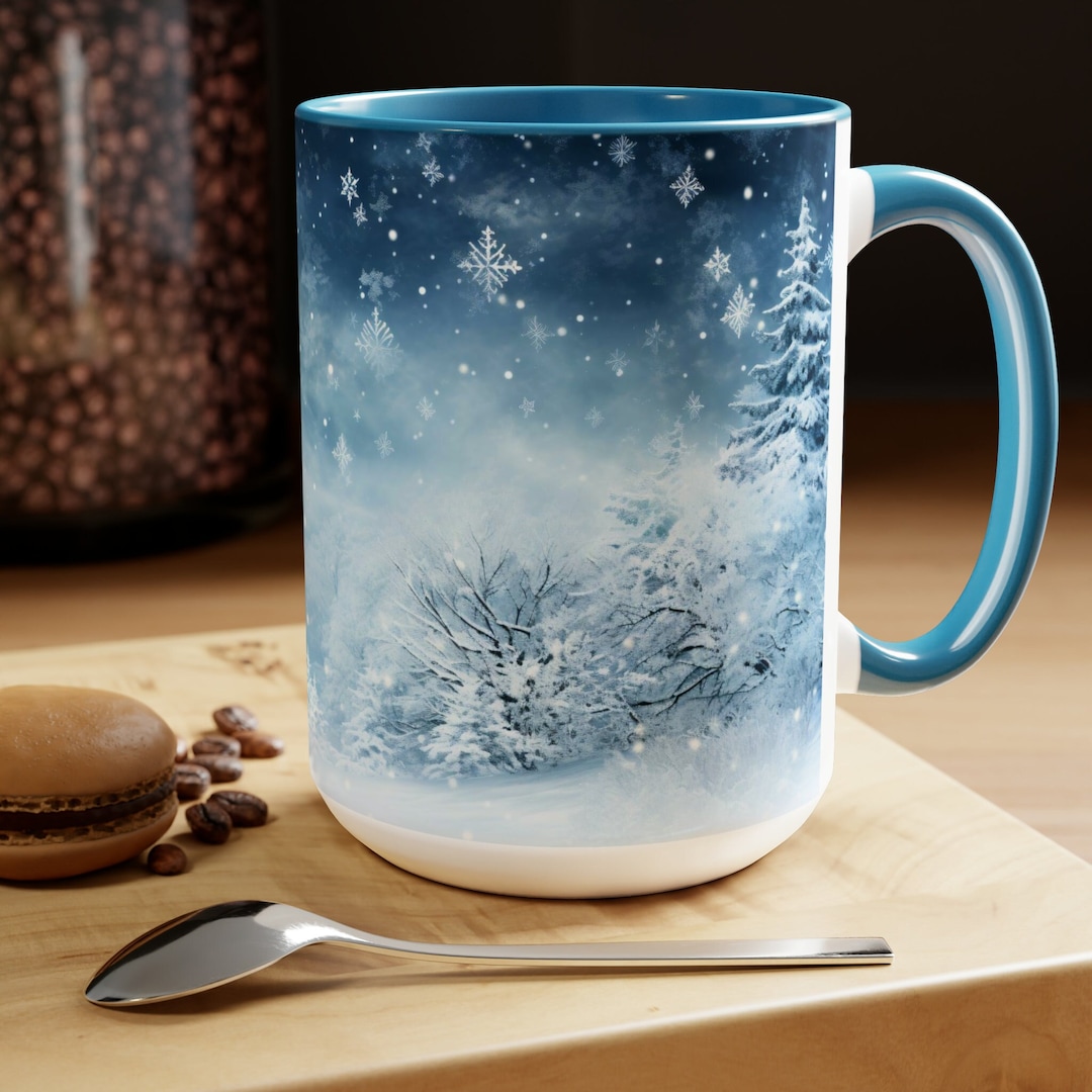 Snowflake Coffee Mug Cozy Winter Print Ceramic Mug Cozy Winter Gift ...