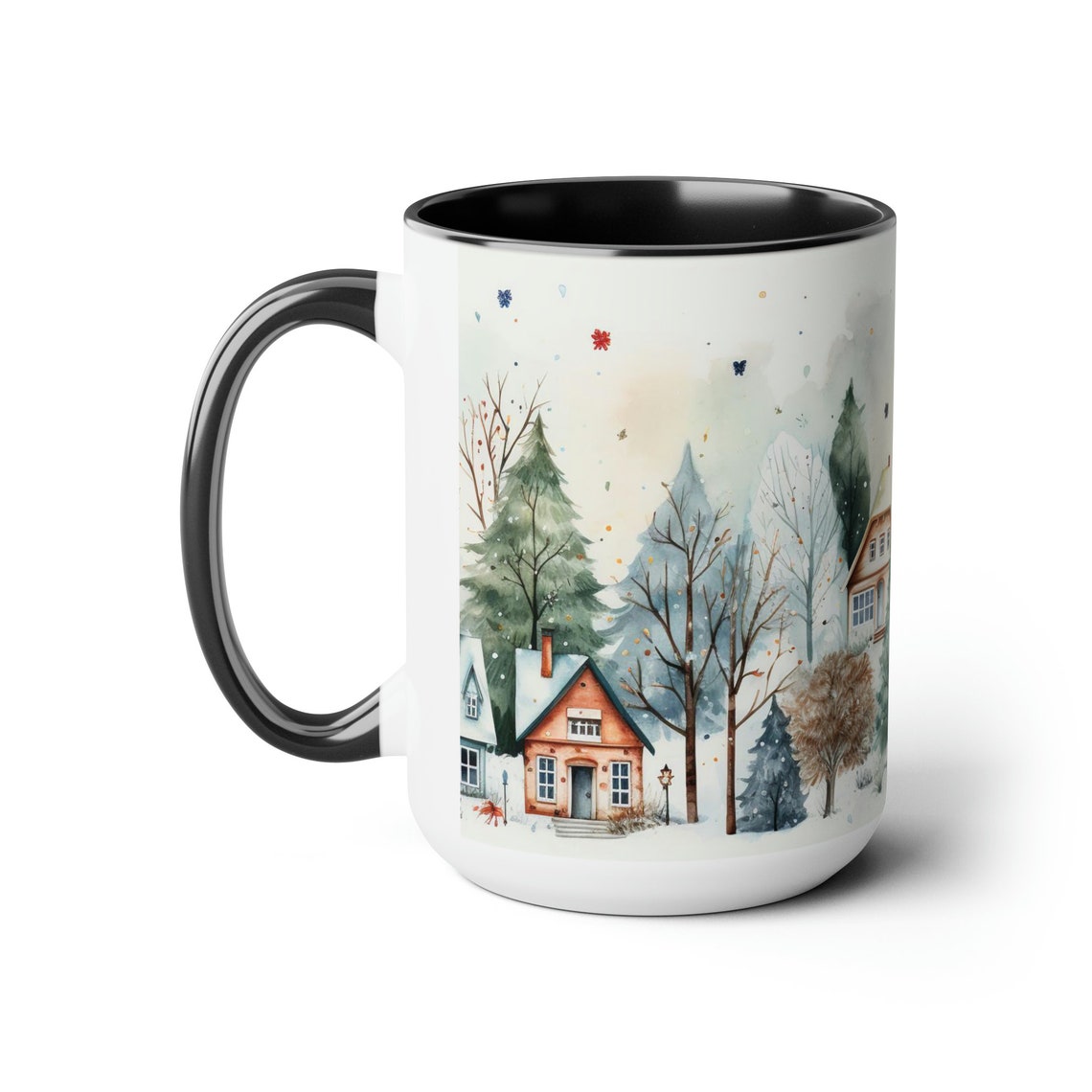 Winter Houses Mug Holiday Tea Mug Winter Village Town Cup Adorable ...