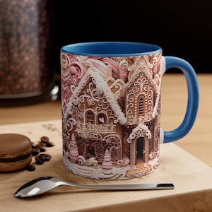 Pink Gingerbread House Mug Candy Cottage Christmas Coffee Cup Whimsical ...