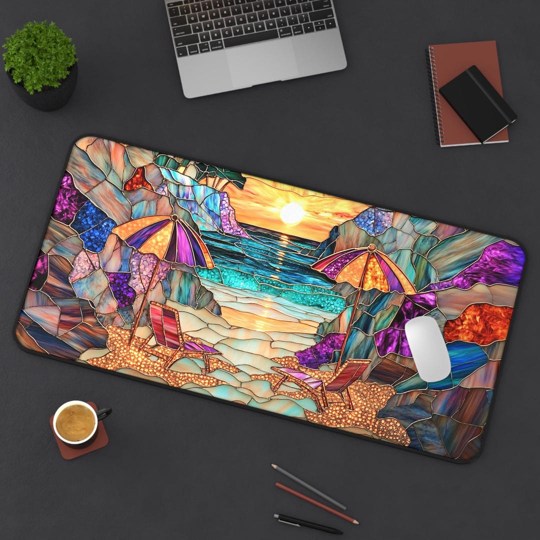 Tropical Beach Desk Mat: Amalfi Coast Sunset, Coastal Office Decor - Etsy