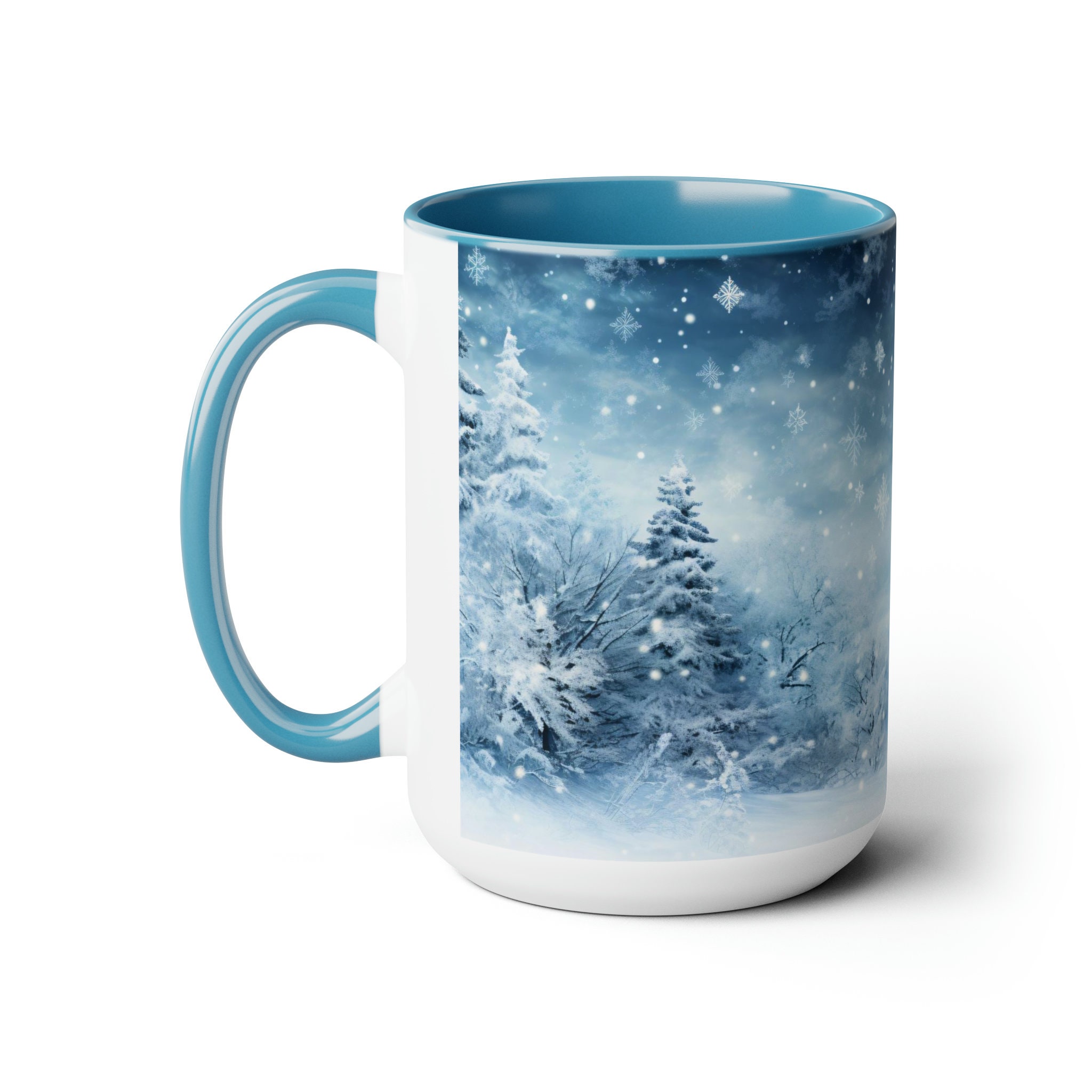 Winter Snowflake Coffee Mug Cozy Wonderland Ceramic Cup Frosty Blue ...