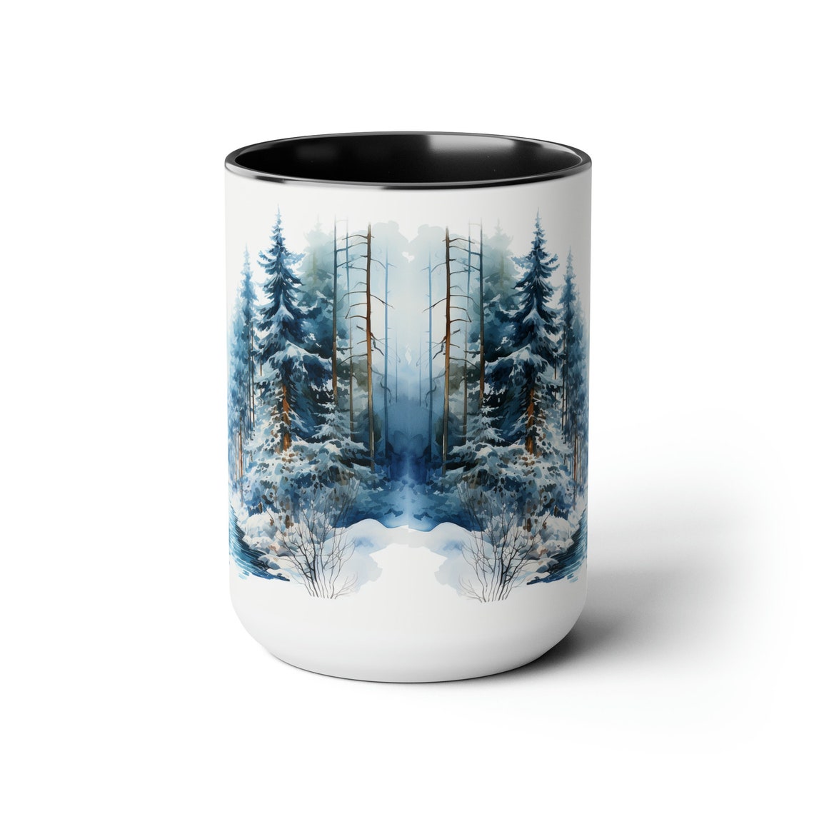 Winter Woodland Mug: Snowy Forest Scene, 15oz Ceramic Coffee Cup - Etsy