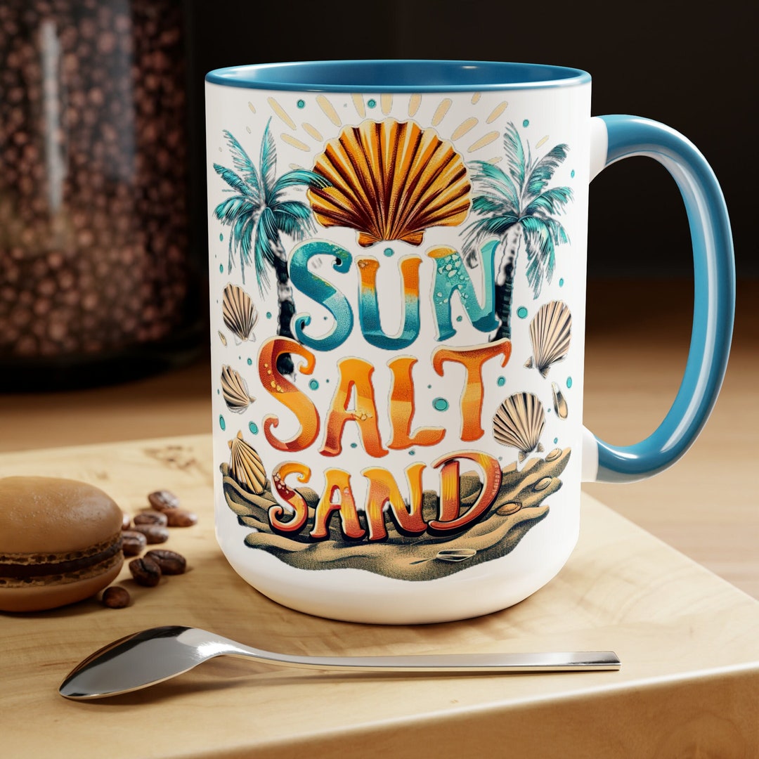 Sun Salt Sand Mug Beach Coffee Mug 15oz Ceramic Vacation Cup Beach ...