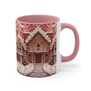 Pink Gingerbread Mug Gingerbread House Cup Whimsical Pink Drinkware ...