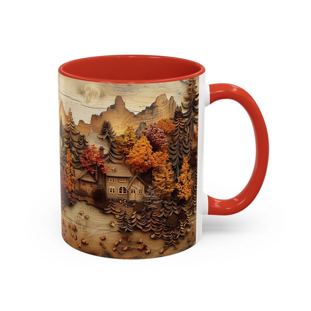 Rustic Autumn Cabin Mug: Cozy Cottagecore Coffee Cup - Etsy