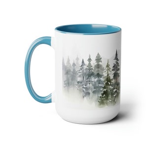 Sage Green Mug Forest Landscape Mug Mountain Nature Mug Minimalist Art ...