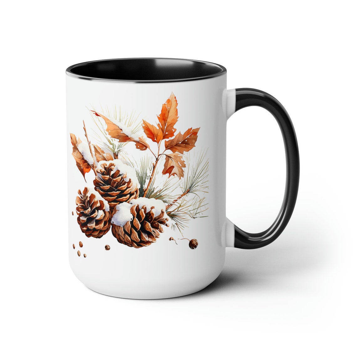 Snowy Pinecone Coffee Mug Winter Pinecone Tea Cup Pinecone and Snow Tea ...