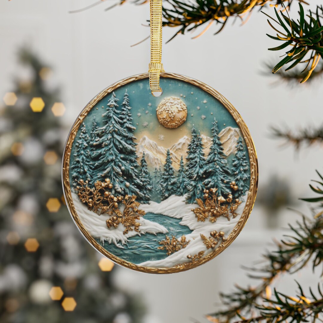 Classic Winter Scene Ornament Winter Acrylic Ornament Winter Decor ...