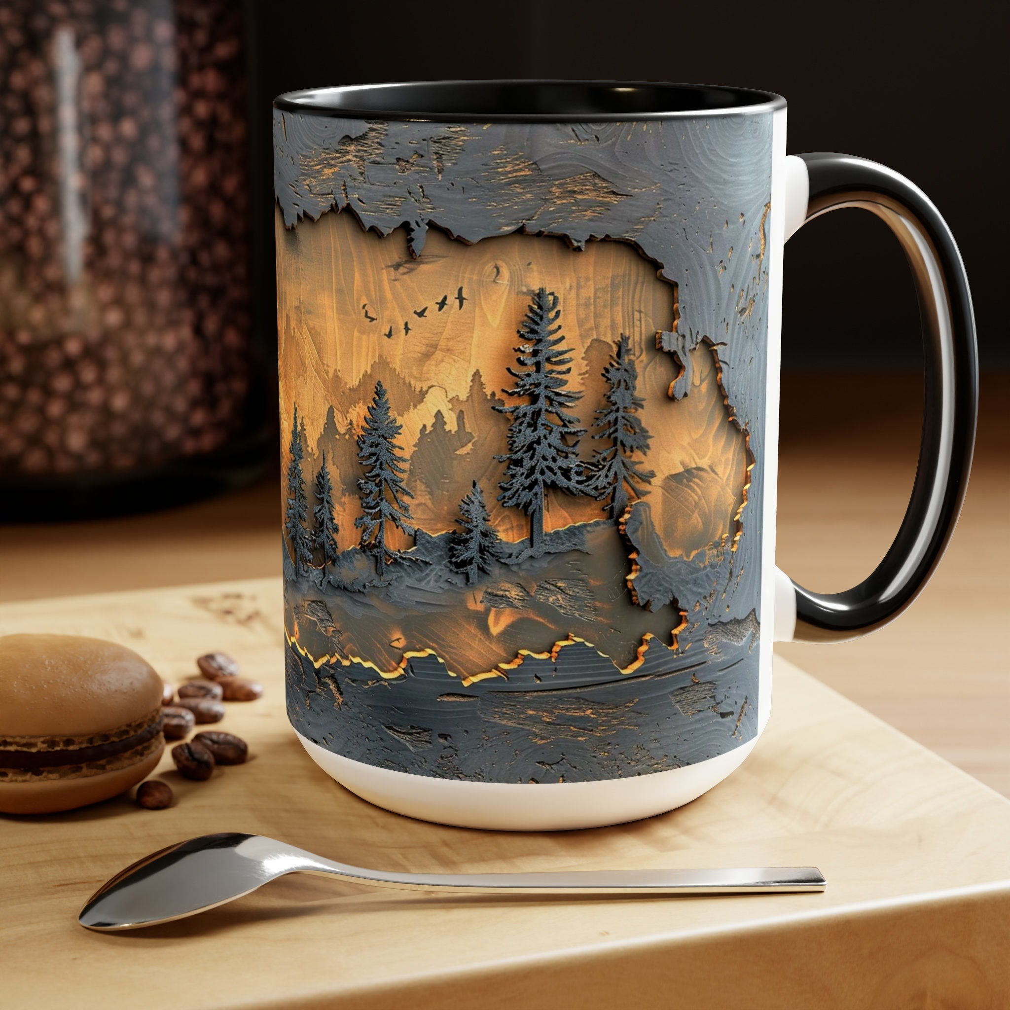 Hole in Wall Mug Evergreen Tree Mug Pine Tree Coffee Mug Wood Wall Art ...