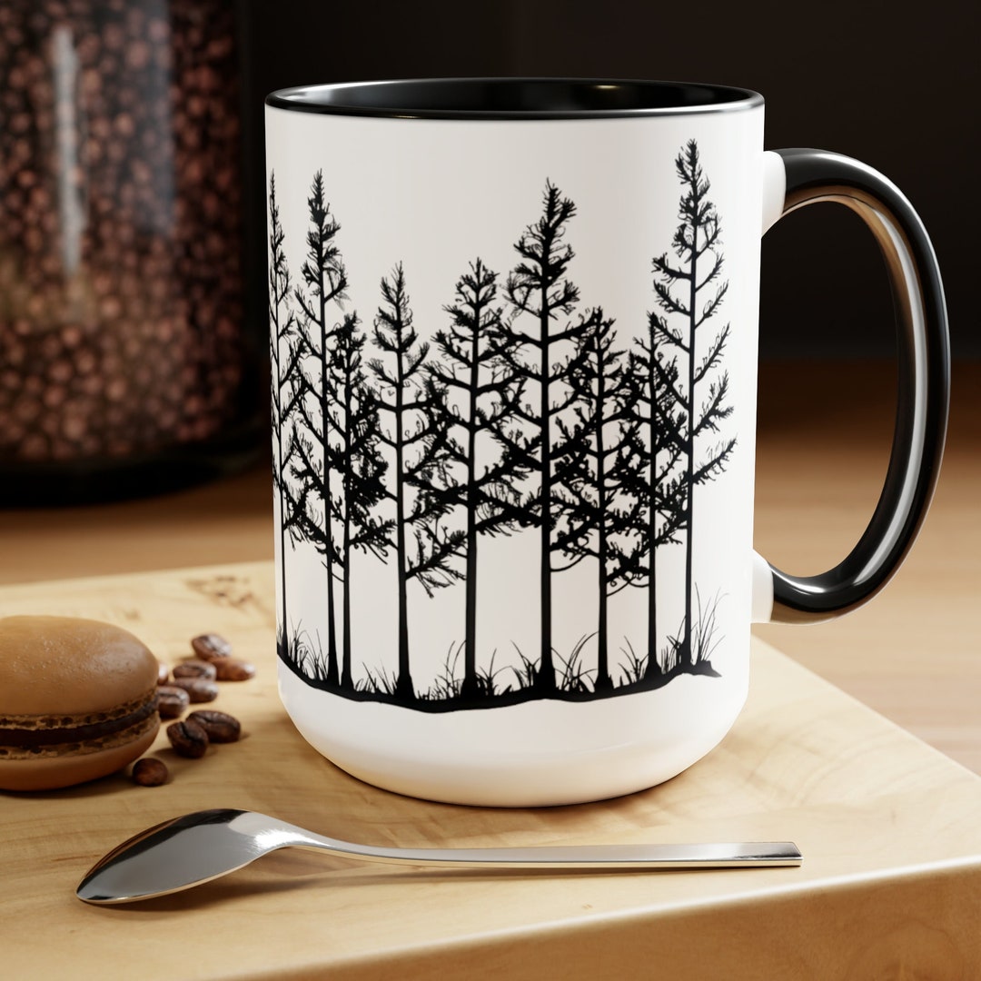 Pine Tree Mug Metal Wall Art Style Coffee Mug Cedar Tree Art Cup Nature ...